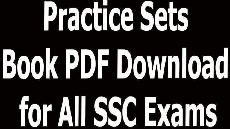 Practice Sets Book PDF Download for All SSC Exams